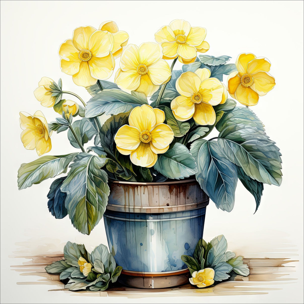 Blomster i Blått - grafisk akvarell | postergalleriet.no – POSTERGALLERIET