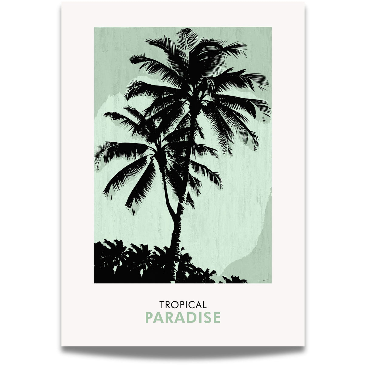 Tropical Paradise – Klassisk Palmeplakat i Svart og dus Grønn ...